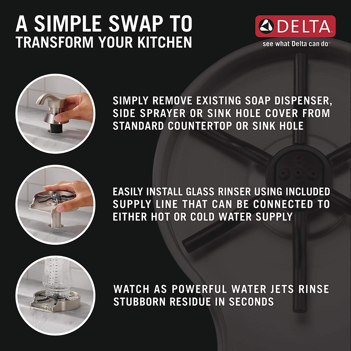 Delta Faucet Metal Glass Rinser for Kitchen Sinks, Kitchen Sink Accessories, Bar Glass Rinser, Champagne Bronze GR250-CZ