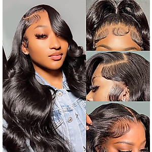 CIUSUM Body Wave Lace Front Wigs Human Hair Pre Plucked 13x4 Frontal Wigs Human Hair Wigs for Women 180% Density Transparent HD Lace Front Wigs Human Hair Pre Plucked with Baby Hair 20 Inch
