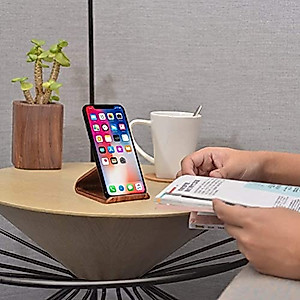 SAMDI Cell Phone Stand, iPhone Wood Dock: Cradle, Holder for Switch All Android Smartphone, iPhone 6 6s 7 8 X Plus 5 5s 5c Accessories Desk - ( Black Walnut )