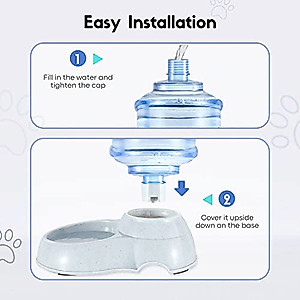 Flexzion Automatic Dog Water Bowl Dispenser for Cat Pet Animal (1 Gallon Dispener Water Jug) - Gravity Feeder Auto Replenish Waterer Drinking Bowl Fountain Bottle Dish Stand