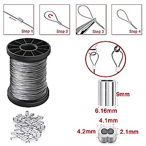 Picture Hanging Wire 1.5mm Up to 150lbs,100Feet(30.5M) Stainless Steel Wire Spool with 40Pcs Aluminum Crimping Loop Sleeve,Heavy Hanging Kit for Photo Frame Picture,Artwork,Mirror,String Light Hanging