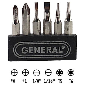 General Tools Precision Cordless Electric Screwdriver #500 with Six Bits and Quick Change Chuck, Handles Difficult, Repetitive Screw-Fastening Jobs