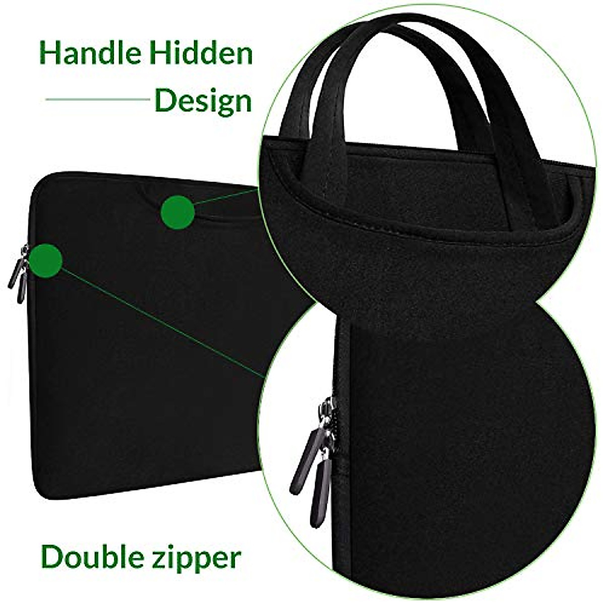 MAVRIZ Laptop Sleeve Bag 15.6 inch,Slim Durable Anti-Fall Laptop Bag,Handbags Portable Laptop Case for 15.6 Inch HP, Dell, Lenovo, Asus, MacBook Notebook Computer, 2 Extra Pockets, Black