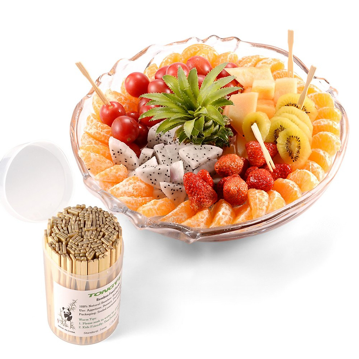 Tongye Banboo Forks 3.5 inch 110 Pcs & Bamboo Toothpicks 3.5 inch 340 Pcs