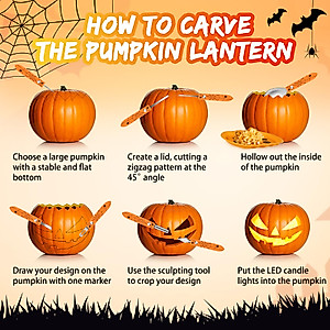 Zacsync Halloween Pumpkin Carving Kit, 10PCS Professional Pumpkin Carving Tools Set, Heavy Duty Stainless Steel Sculpting Tool for kids or adults, Pumpkin Carving Knife with plates for Halloween