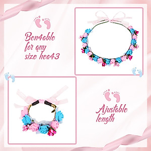 Riceshoot Boy or Girl Maternity Flower Sash and Corsage Set Gender Reveal Decorations Mom to Be Dad to Be Pin with Headband Wristband for Baby Shower Gender Reveal Party Pregnancy Props Keepsake Gifts