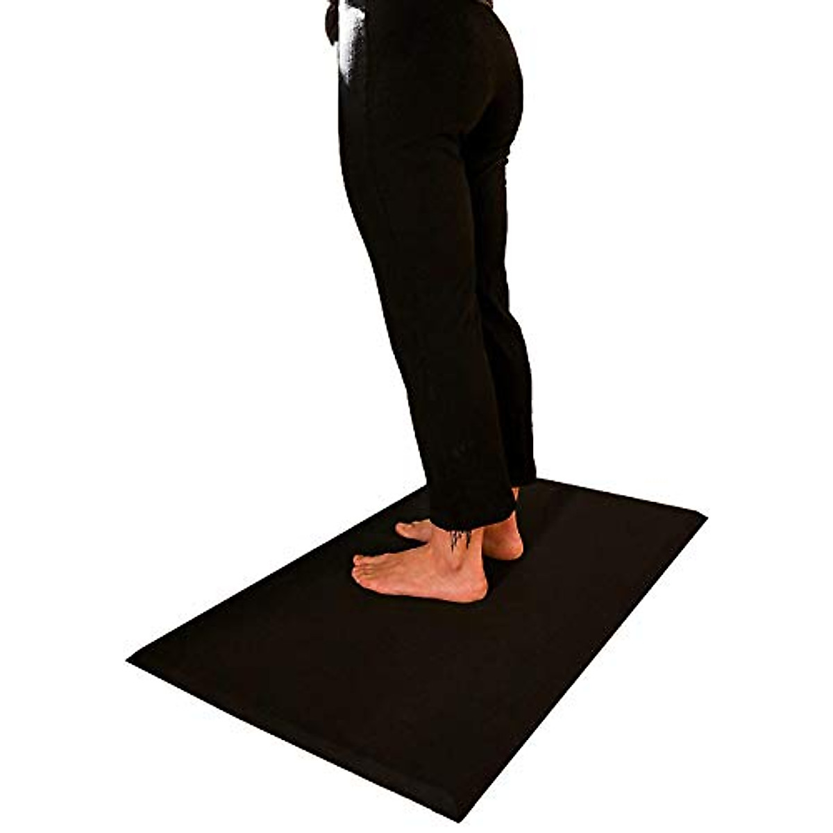 XCEL Black Rubber Anti Fatigue Mat for Kitchen Floor, Standing Desk, Salon - 32 x 18 x 1/2 Inch Thick - Soft, Non Slip, Heavy Duty Floor Mat to Stand on While Working - Home Office Accessories