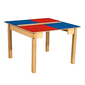 Contender Time-2-Play Kids Activity Play Table, Compatible with Lego Bricks, Extra Sturdy Birch Plywood, 35" W X 31" D, Blue & Green, 20" Legs for Ages 4-7