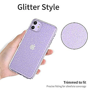 JJGoo Compatible with iPhone 11 Case, Clear Glitter Sparkle Bling Anti-Scratch Shockproof Protective Flexible Phone Cases Cute Slim Thin Bumper Cover for Women Girls (6.1 inch) 2019