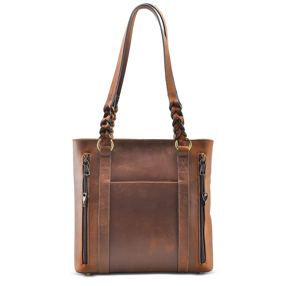 Lady Conceal Ambidextrous Concealed Carry Bella Leather Tote YKK Locking Zippers - Tactical Gear for Women (Distressed Brown)