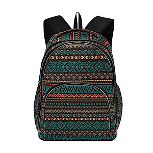 ALAZA Dark Color Ethnic Aztec Abstract Geometric Print Backpack Daypack Laptop Work Travel College Bag for Men Women Fits 15.6 Inch Laptop