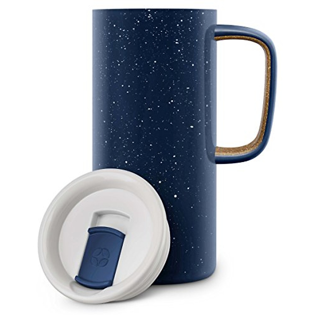 Ello Campy Vacuum Insulated Travel Mug with Leak-Proof Slider Lid and Comfy Carry Handle, Perfect for Coffee or Tea, BPA Free, Xavier Navy, 18oz