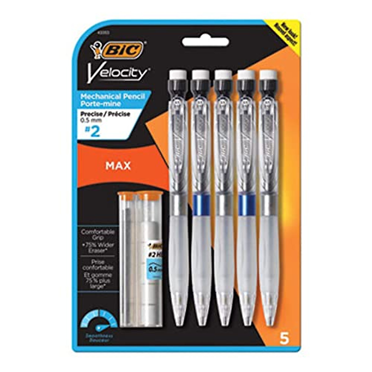 BIC MPMX5P51 Velocity Max Pencil, HB2, No. 2, 0.5 mm