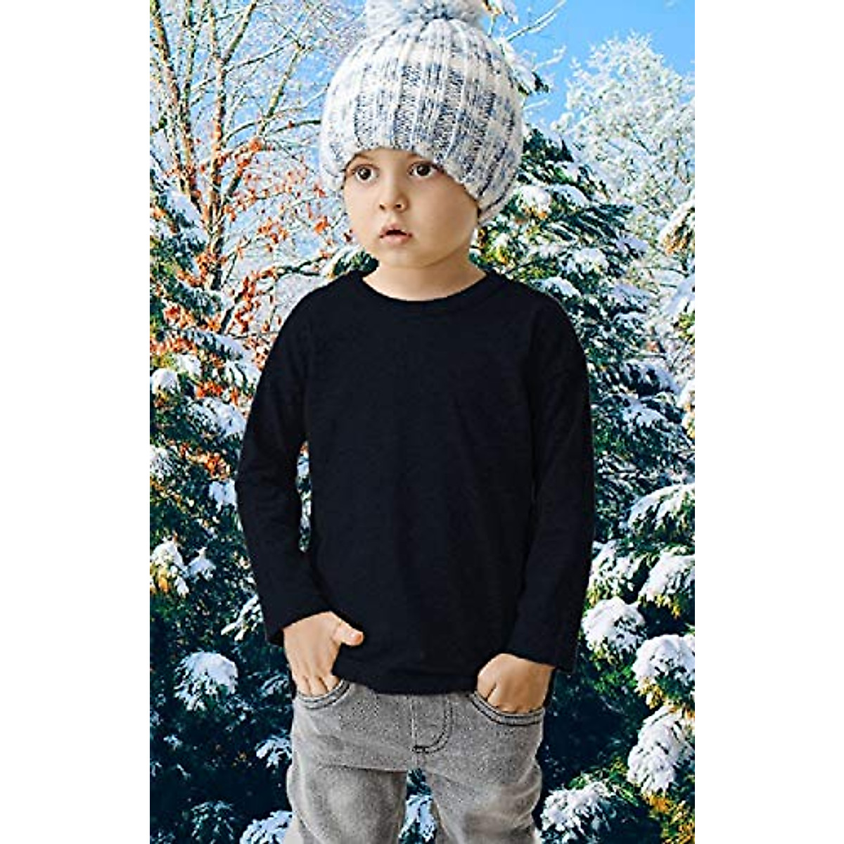 Brix Baby Toddler Boys' Long Sleeve - 4-Pack Cotton Tagless Tee Shirts. 12m