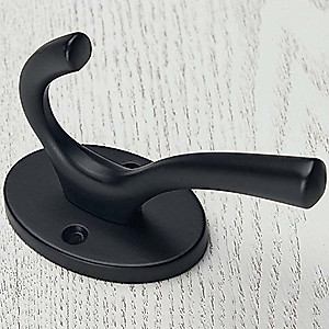 Mellewell Double Coat and Robe Hook for Bathroom and Bedroom Heavy Duty Wall Mount Matte Black, 09003B