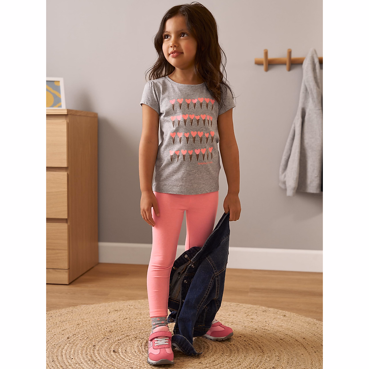 Simple Joys by Carter's Girls' 3-Pack Leggings, Navy/Pink/Denim, 3T