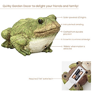 Bits and Pieces - Frog Motion Sensor and Detector Statue - Animal Gardening Gifts - Weather Resistant Garden Decoration Sculpture - 4½" x 8½"