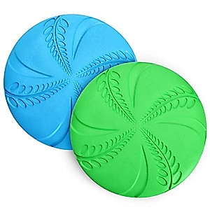 Nobleza 2 Pack Dog Flying Disc, Flexible Floatable Dog Disc Toy for Long-Distance Flies and Floats, Lightweight Soft Flying Discs Toy for Small Medium Large Dogs to Fetch & Catch, Blue & Green