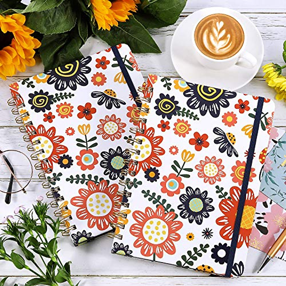 Ruled Notebook/Journal - Lined Journal with Premium Thick Paper, 8.5" X 6.4", College Ruled Spiral Notebook/Journal, Banded with Exquisite Inner Pocket, Waterproof Hardcover with Colorful Pattern