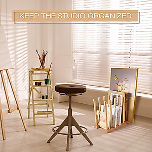 Ctosree 2 Pcs Wood Art Storage Rack Art Drying Rack Display Canvas Storage Canvas Rack Art Storage Holder Stand for Drawing Canvas Board Panel Print Matter Paper Pad Backing Plate, 8.3 x 15 x 13.7 in