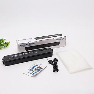 Vacuum Sealer machine - Vacuum Sealers Machine - vacuum sealers Food Saver - Bag sealer & Food sealer - One-Key Automatic Air Sealing System for Dry & Moist Fresh Modes - sealer bags 10pcs (Black)