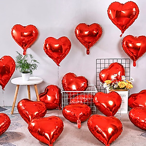 20 Pcs Red Heart Balloons 18 Inch Valentines Day Decoration Foil Heart shaped Balloons Helium Mylar Balloons Foil Balloon for Women Kids Birthday Wedding Proposal Bridal Bachelorette Party Decor