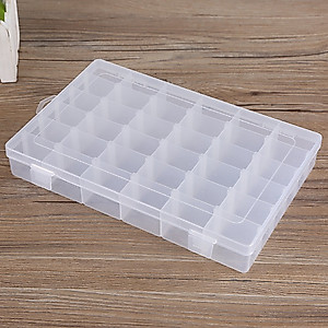 Yosoo Transparent Plastic Organizer Container, Adjustable Divider Removable Storage Box for Sorting Earrings Rings Beads Jewellery (36 Grid)