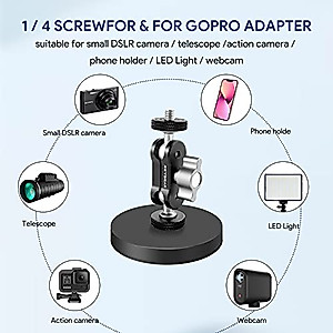 REYGEAK Strong Magnet Camera Mount for GoPro, with Mobile Phone Clip Magnets Camera Mount with 360 Degree Rotation Double Ball Head for Car Body, Compatible with GoPro Hero 11/10/9/ Insta360 X3