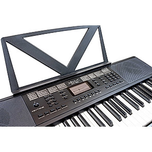 Vault KT-54 Keytone 54-Key Electronic Keyboard - Black Bundle with Adjustable Stand, Bench, Headphones, Keyboard Stickers, Austin Bazaar Instructional DVD, and Polishing Cloth