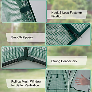 Safstar Portable Mini Greenhouse, Garden Greenhouse W/ All-Weather PE Cover, Roll-up Door, Mesh Window, Outdoor Plant Greenhouse for Cold & Frost Protection, Garden Tent for Pot Plant, 63" x 63" x 72"