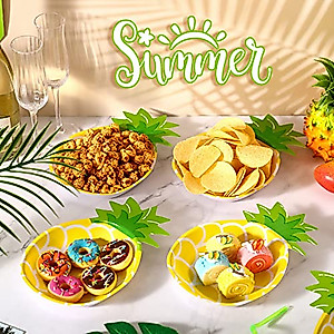 24 Count Pineapple Plates Hawaiian Tropical Luau Party Plates Kids' Adults Party Pineapple Dinner Plate for Birthday Baby Shower Wedding Hawaiian Summer Beach Party Decorations, 9.25 x 6.42 Inches