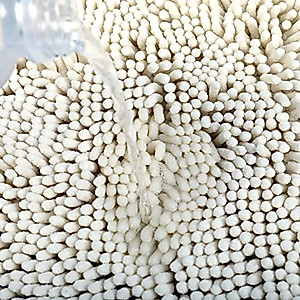 Non-Slip Bath Rug,Extra Soft Microfiber Bedroom Shag Carpet with Anti-Slip Backing,Water/Dust Absorbent Fast Dry Shower Mat,Sound Insulated Stairs Pad,Machine Washable (Ivory,15 x 23 Inches)