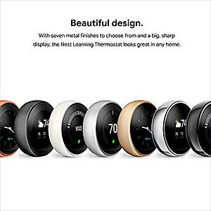 Google Nest Learning Thermostat - Smart & Programmable for Home - 3rd Generation - Works with Alexa - Mirror Black