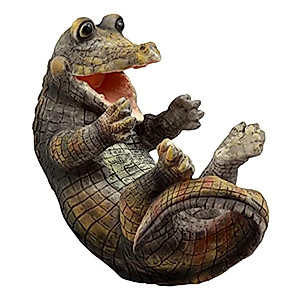 Ebros Gift Whimsical Comical Thirsty Alligator Crocodile Wine Holder Figurine 8.75" H Prehistoric Reptile Chompsy Gator Party Hosting Wine Rack Stand Decor