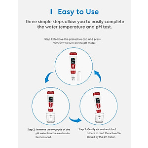 meross PH Meter, Digital PH Meter for Water Hydroponics with ATC, IP67 PH/Temp 2 in 1 Tester Pen with 0-14 PH Measurement Range, 0.01PH High Accuracy Mini Pen for Pool, Drinking Water and Aquarium