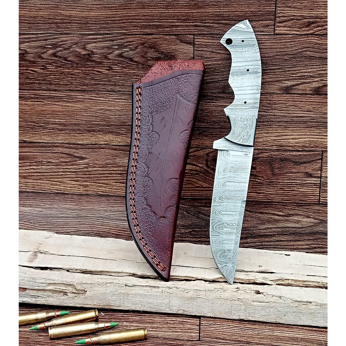 Poshland BB-7002 Damascus Steel Blank Blade as Knife Making Supplies Handmade (BB-7006)