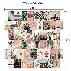 Artivo Boho Wall Collage Kit Aesthetic Pictures, Cute Bedroom Decor for Teen Girls, 50 Set 4x6 inch, Plant Wall Art Collage Kit, Boho Trendy Decor Photo Collection