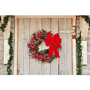 SIMISI RIBBON Red Bows Christmas Decorations Big Wired Velvet Bow with Gold Border for Wreaths Outdoor, Gift Wrapping, Tree Topper, Outside (12 * 14 inch)