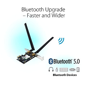 ASUS PCE-AX3000 WiFi 6 (802.11ax) Adapter with 2 External Antennas. Supporting 160MHz for Total Data Rate up to 3000Mbps, Bluetooth 5.0, WPA3 Network Security, OFDMA and MU-MIMO