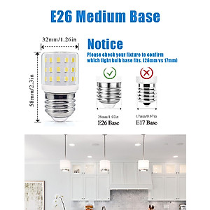 wossluck KEI D34L AC 100-265V 3.5W Light Bulb for Frigidaire Refrigerator, 40W Freezer Lighting Halogen Equivalent, E26 LED Refrigerator Light Bulb White Light,1-Pack