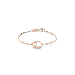 SWAROVSKI Una Bangle Bracelet with Clear Crystals and Matching Pavé on a Rose-Gold Tone Finished Setting