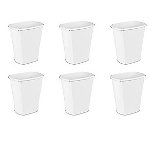 Sterilite 10538006 10 Gallon Ultra Plastic Wastebasket Trash Can for Home Bedrooms, Kitchens, or Office Spaces, White (12 Pack)