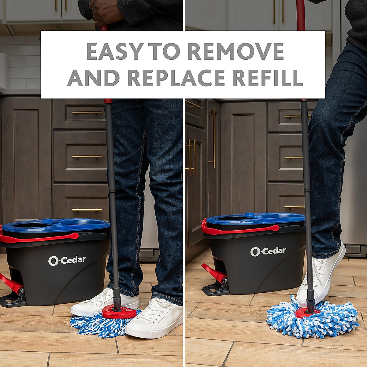 O-Cedar EasyWring RinseClean Microfiber Spin Mop & Bucket Floor Cleaning System with 2 Extra Refills