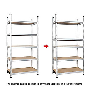Amazon Basics 5 tier, Medium Duty Storage Shelving Double Post Press Board Shelf, Aluminum, 48 x 18 x 72