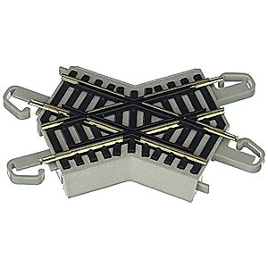 Bachmann Trains - Snap-Fit E-Z TRACK 45 DEGREE CROSSING (1/card) - NICKEL SILVER Rail With Gray Roadbed - HO Scale