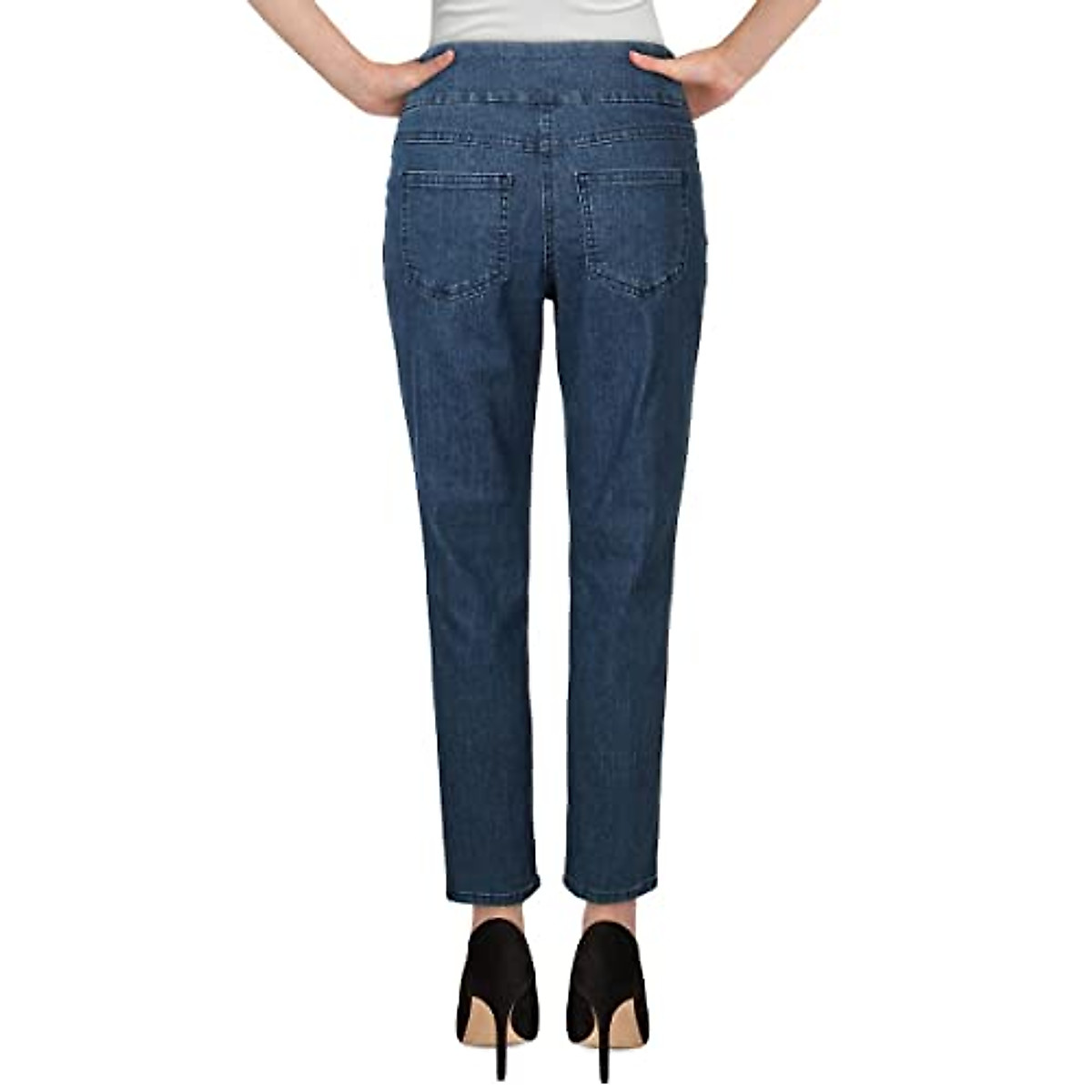 Ruby Rd. womens Petite Pull-on Extra Stretch Denim Jeans, Dark Indigo, 14 Petite US