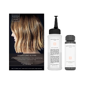 Kristin Ess Signature Hair Gloss Treatment in Golden Hour for Light Blonde Hair - Shine Boosting, Brightening + Tone Enhancing Glaze in 1 Application - Lasts up to 4 Weeks - Silicone + Ammonia Free
