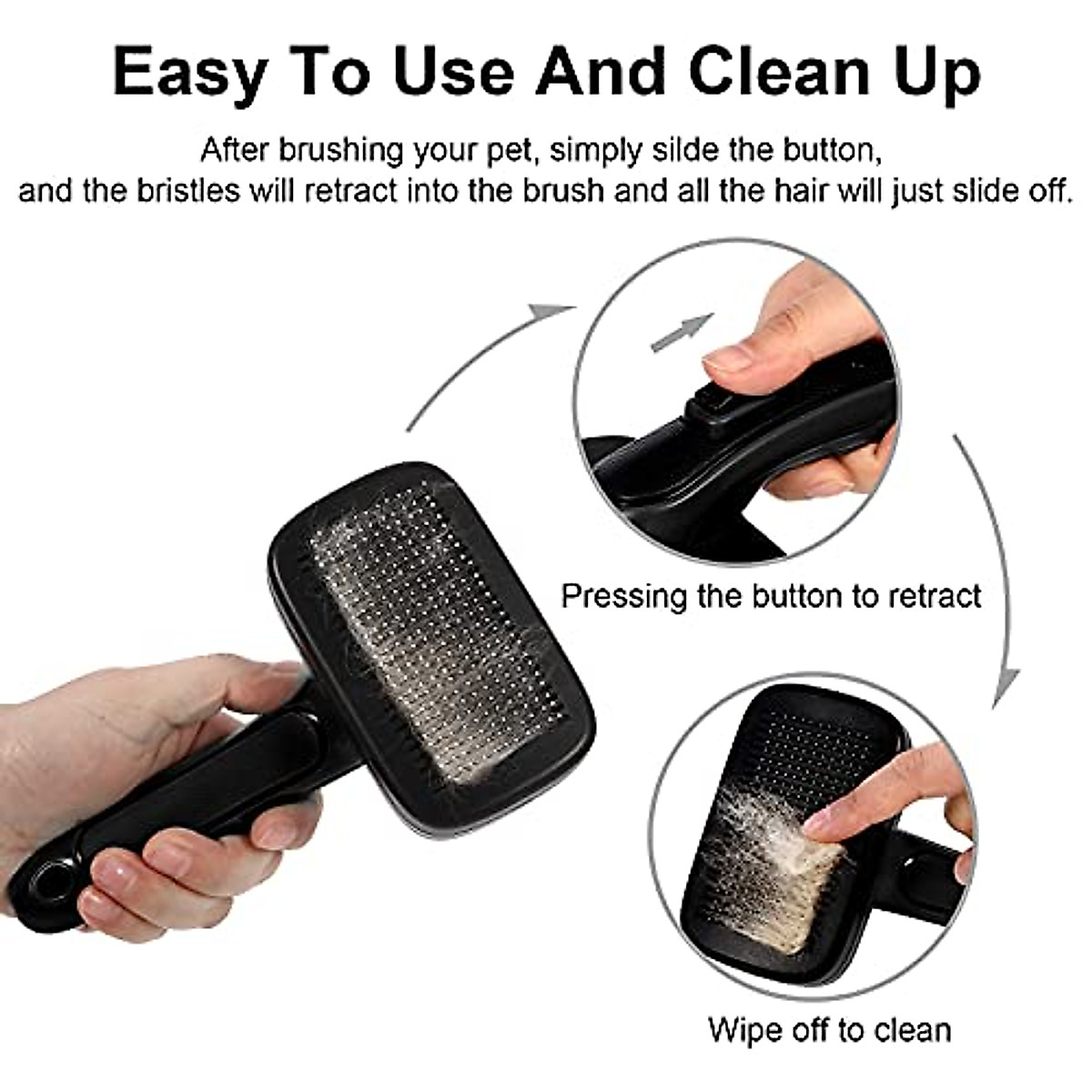 Self Cleaning Slicker Pet Brush for Grooming and Shedding Small Medium Large Dog Cat - Gently Remove Loose Tangling knot Undercoat Fur Mats - Suitable for Long Short Hair Lengths sensitive Animals