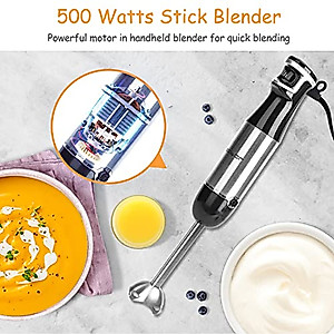 Aigostar Immersion Blender, 2 in 1 Hand Blender with 600ml Beaker, Stainless Steel Handheld Stick Blender for Smoothies, Baby Food, Puree, Soup, BPA Free, UL Certificated