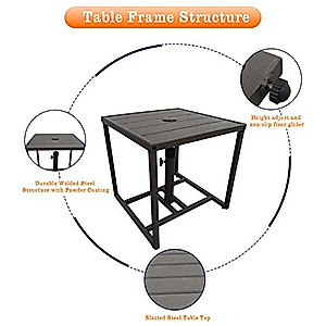 Patio Umbrella Table Stands with Umbrella Hole,with 4 Sand Bags Outdoor Umbrella Bases Small Square Table for Bistro,Balcony, Backyard, Patio, Garden, Deck and Pool Occasions